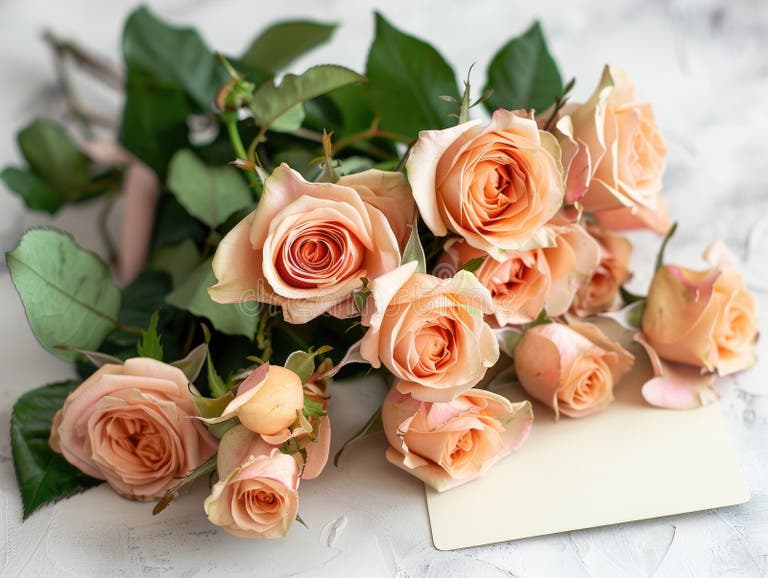 A Dozen Roses with a Blank Card Stock Illustration - Illustration of ...