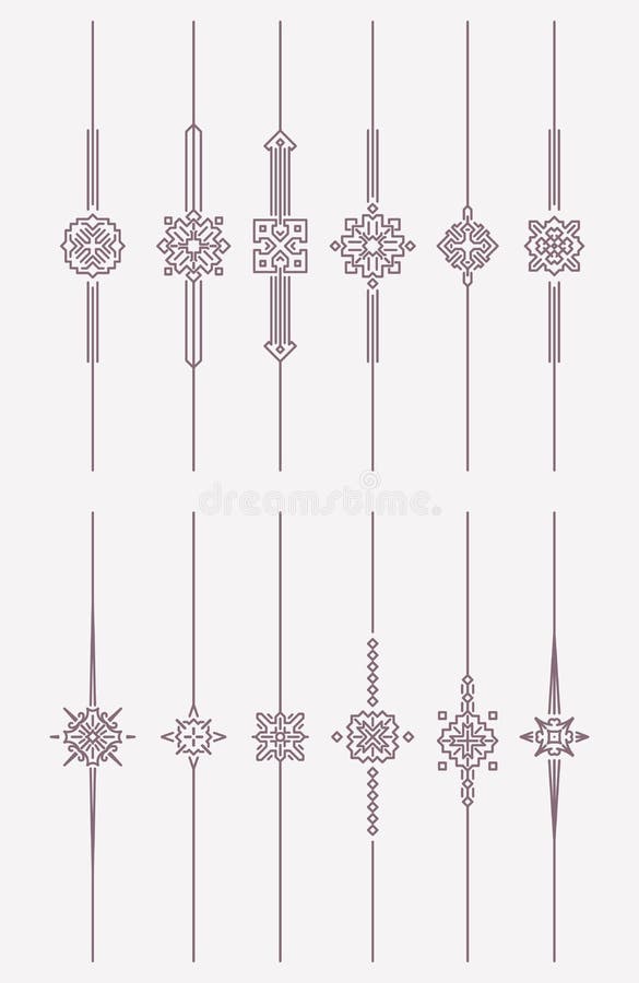 Dozen of Vertical Decorative Vector Dividers for Text. Stylish I Stock ...
