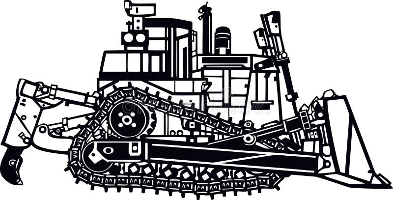 Dozer. Detailed Bulldozer Vector Stock Illustration on White Stock ...