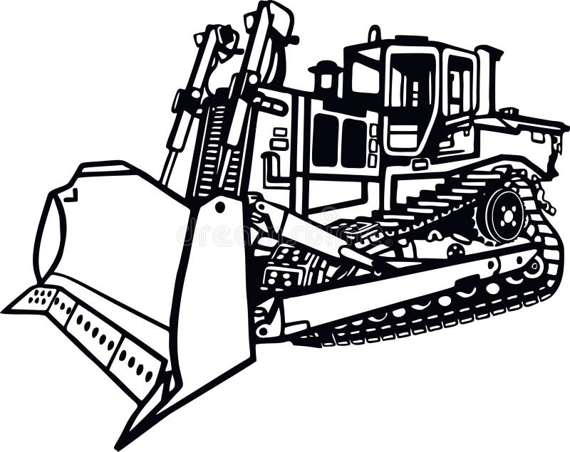 Dozer. Detailed Bulldozer Vector Stock Illustration on White Stock ...