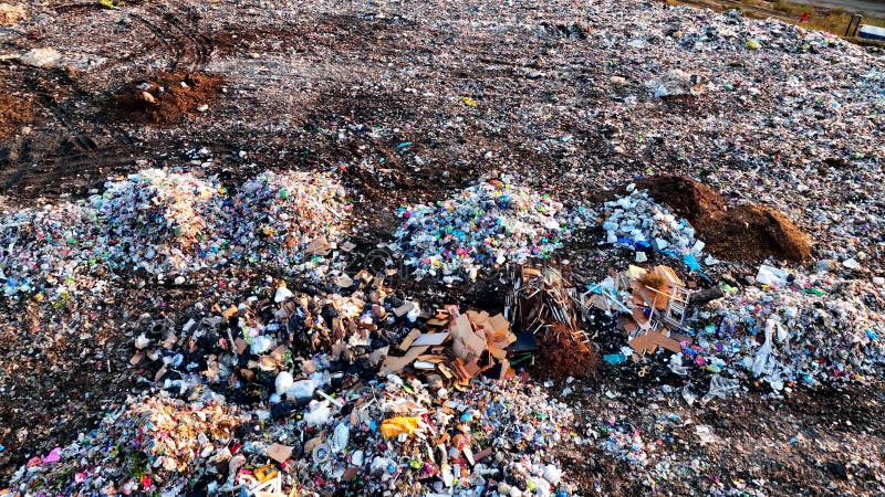 Dozer on Landfill. Garbage Dump with Waste Plastic, Rubbish and ...