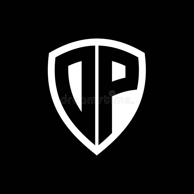 DP Monogram Logo with Bold Letters Shield Shape with Black and White ...