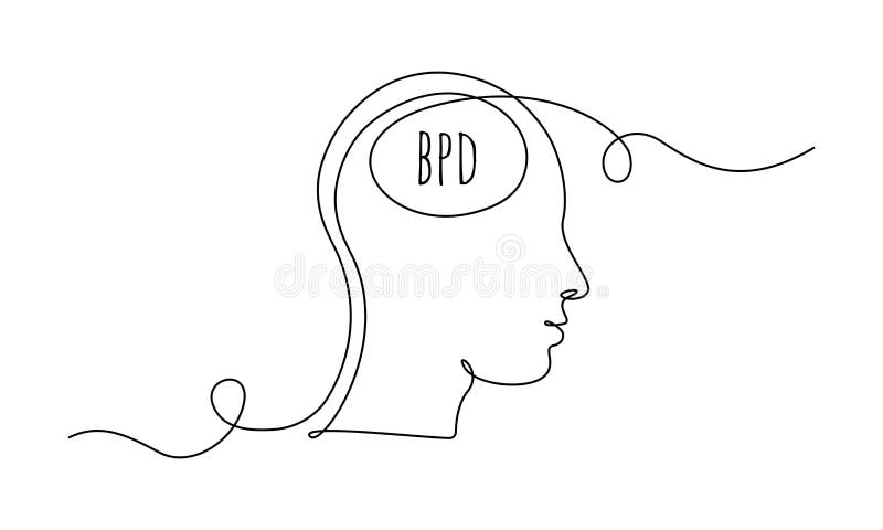 DPD Concept with Human Head. One Continuous Line Drawing of Bipolar ...