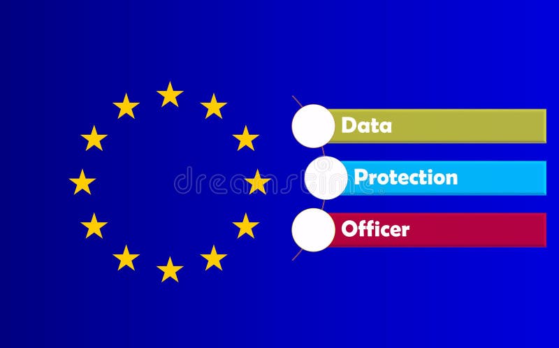 DPO - Data Protection Officer. EU Flag with with Lock Symbol on Blue ...