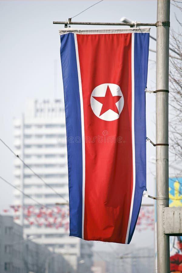 DPR Korea flag stock image. Image of hanging, authority - 13975551