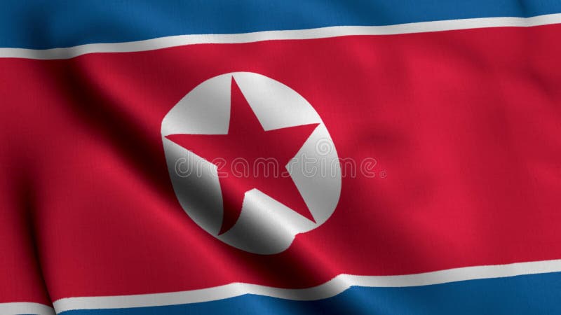 DPRK Flag. Waving Fabric Satin Texture of the Flag of DPRK 3D ...