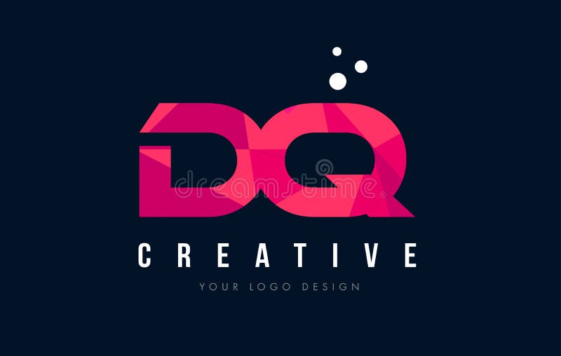 DQ D Q Letter Logo with Purple Low Poly Pink Triangles Concept Stock ...