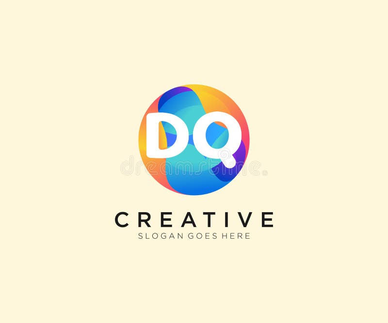 DQ Initial Logo with Colorful Circle Template Vector Stock Vector ...
