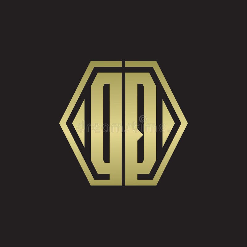 DQ Logo Monogram with Hexagon Line Rounded Design Template with Gold ...