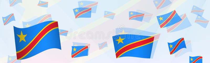 DR Congo Flag-themed Abstract Design on a Banner. Abstract Background ...