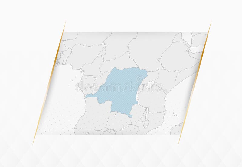 DR Congo Map in Blue with Gold Framed Accents. Modern Vector Map of DR ...