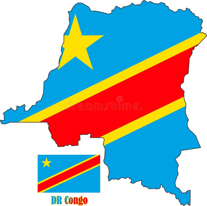 DR Congo Map and Flag Illustration Vector Stock Vector - Illustration ...