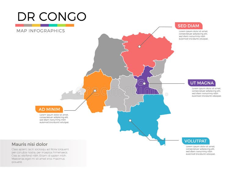 Dr Congo Map Infographics Vector Template with Regions and Pointer ...