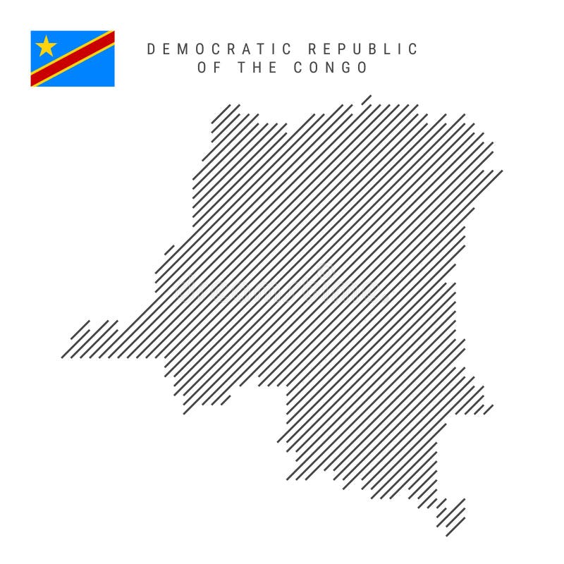 DR Congo Map from Pattern of Black Slanted Parallel Lines. Flat Vector ...