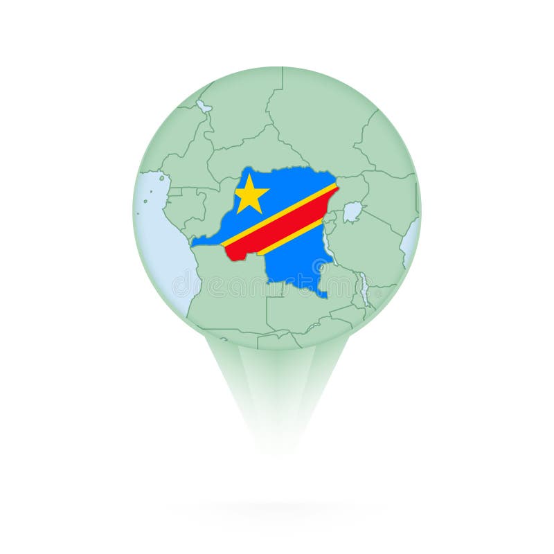 DR Congo Map, Stylish Location Icon with DR Congo Map and Flag Stock ...