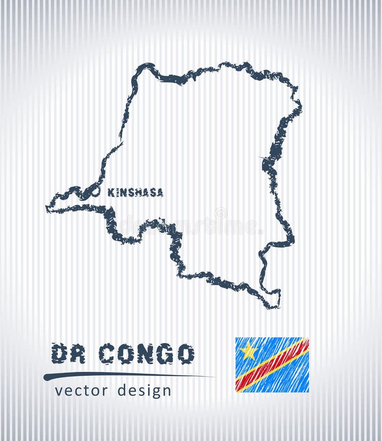 DR Congo National Vector Drawing Map on White Background Stock Vector ...