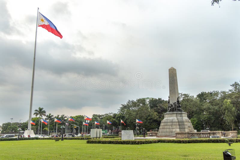 Dr. Jose Rizal National Monument and National Flags in the Wind, Manila ...