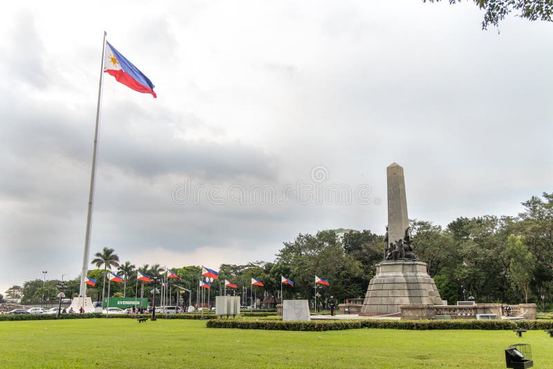 Dr. Jose Rizal National Monument and National Flags in the Wind, Manila ...