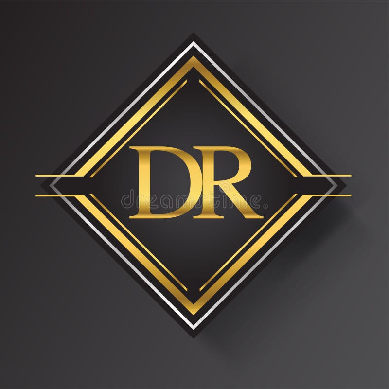 DR Letter Logo in a Square Shape Gold and Silver Colored Geometric ...