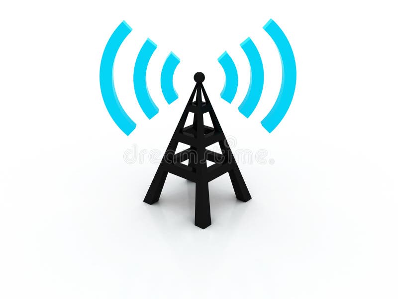 Draadloze 3d Toren Met Radiogolven Stock Illustratie - Illustration of ...