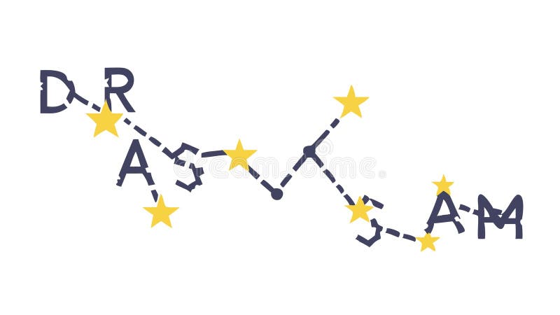 Draco Constellation, Astronomical Star Pattern, Vector Design ...