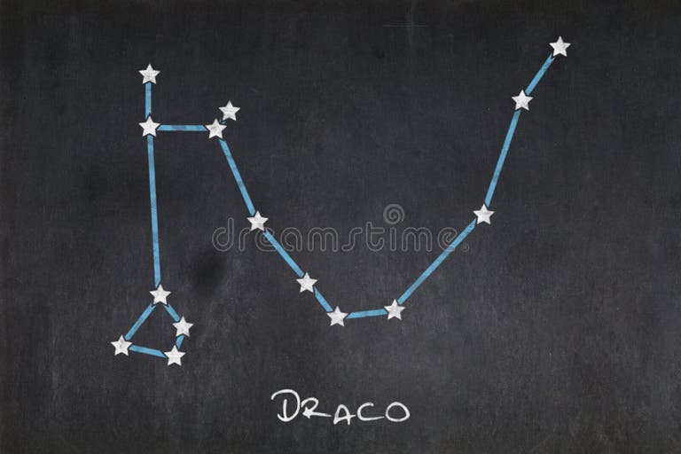 Draco Constellation Drawn on a Blackboard Stock Image - Image of retro ...