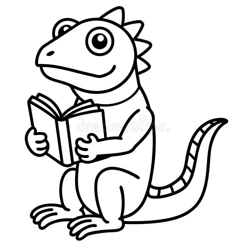 Draco Lizard Reading Icon Vector Stock Vector - Illustration of cartoon ...