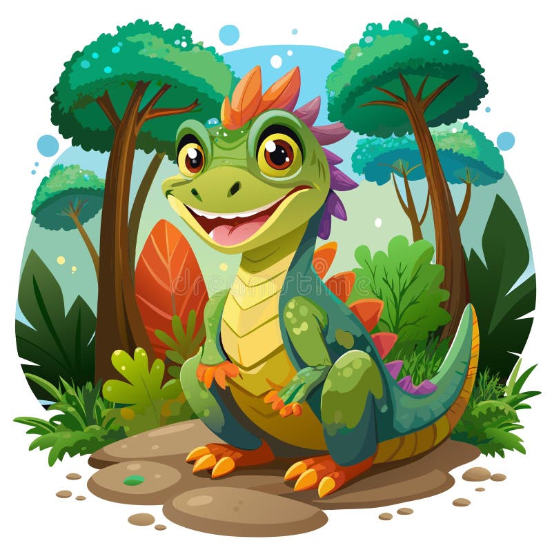 Draco Volans Lizard Joyful Sits Forest Vector Stock Illustration ...