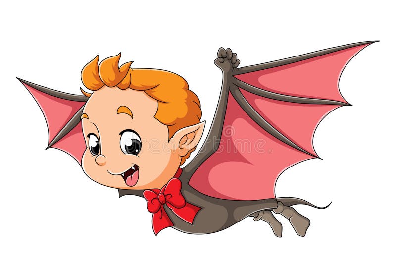 The Dracula Boy is Flying the Bat Wings Stock Vector - Illustration of ...
