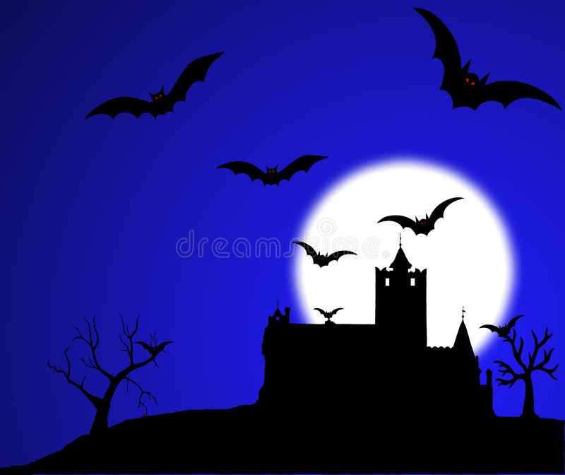 Dracula Castle Bats Illustration Stock Illustration - Illustration of ...