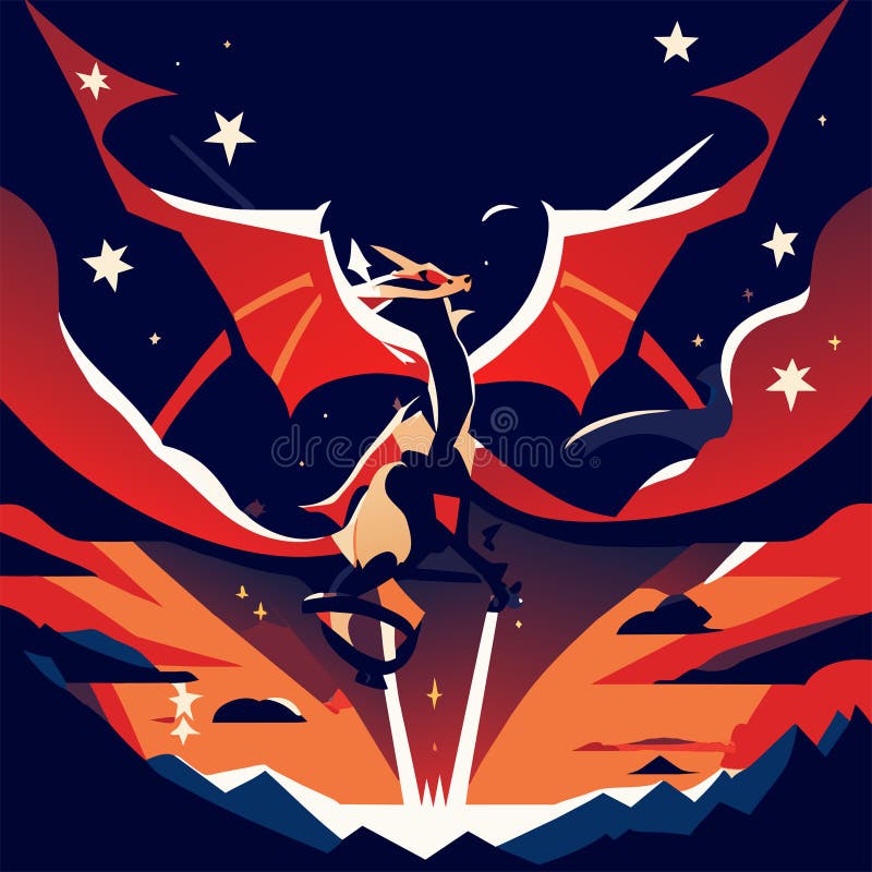 Dracula Flying in the Night Sky. Vector Illustration in Flat Style ...