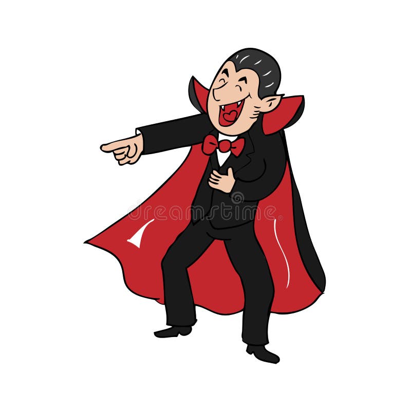 Halloween Cartoon Dracula Pointing Stock Vector - Illustration of ...