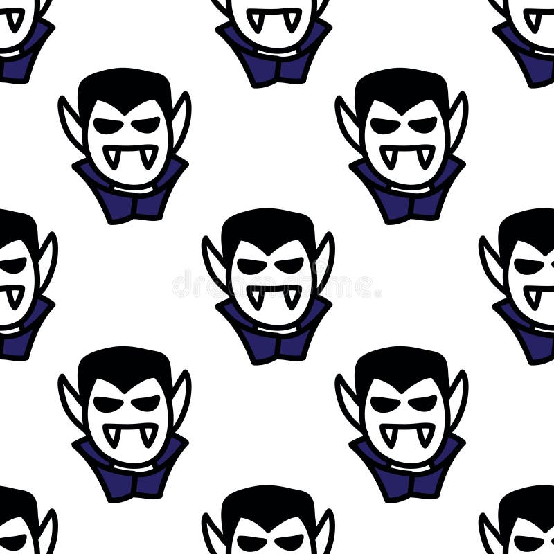 Dracula Seamless Doodle Pattern, Vector Illustration Stock Illustration ...