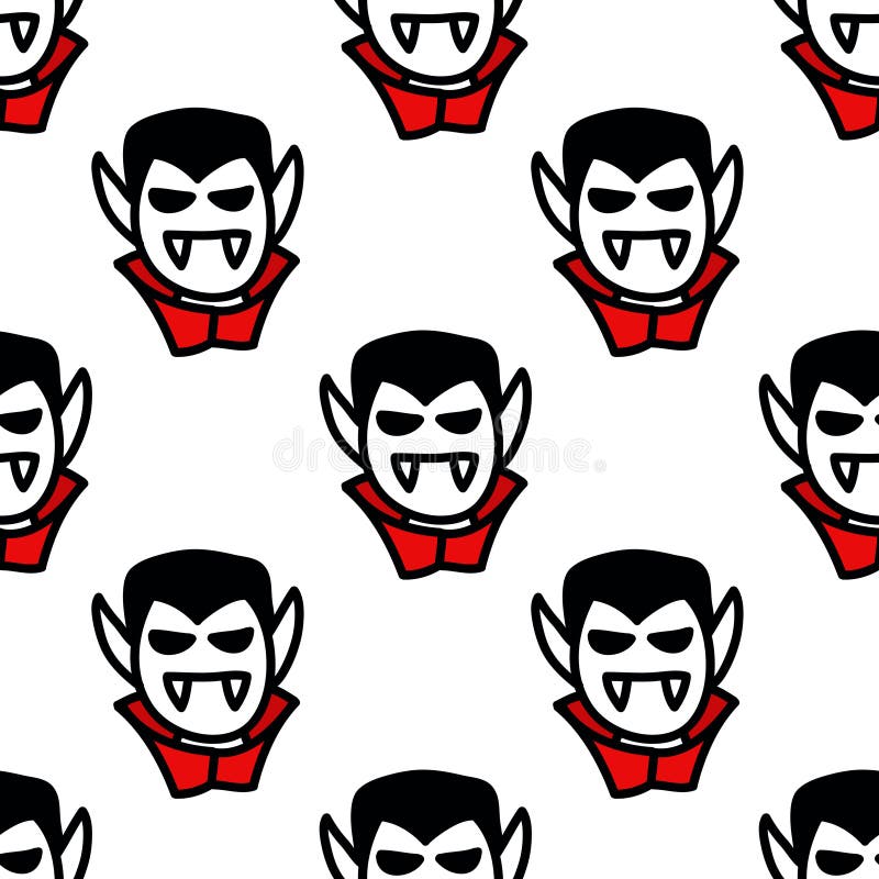 Dracula Seamless Doodle Pattern, Vector Illustration Stock Illustration ...