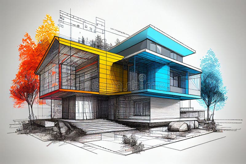 Draft of Architectural Design Stock Illustration - Illustration of ...