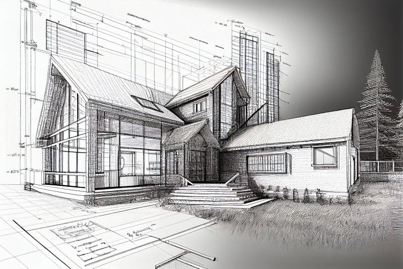 Draft of Architectural Design Stock Illustration - Illustration of ...