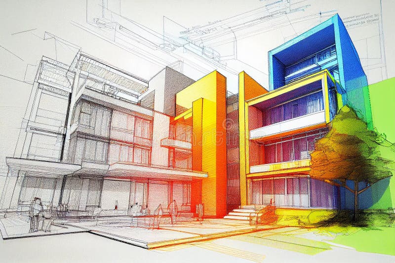 Draft of Architectural Design Stock Illustration - Illustration of ...