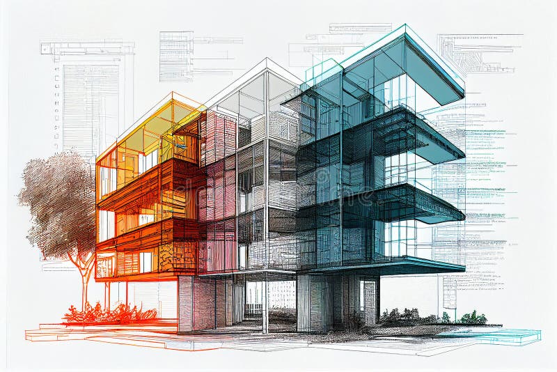 Draft of Architectural Design Stock Illustration - Illustration of ...