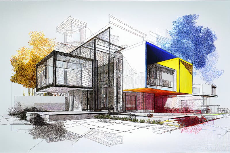 Draft of Architectural Design Stock Illustration - Illustration of ...