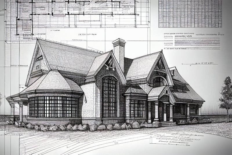 Draft of Architectural Design Stock Illustration - Illustration of ...