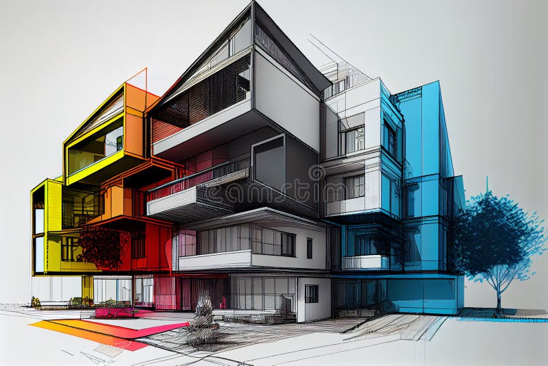 Draft of Architectural Design Stock Illustration - Illustration of ...