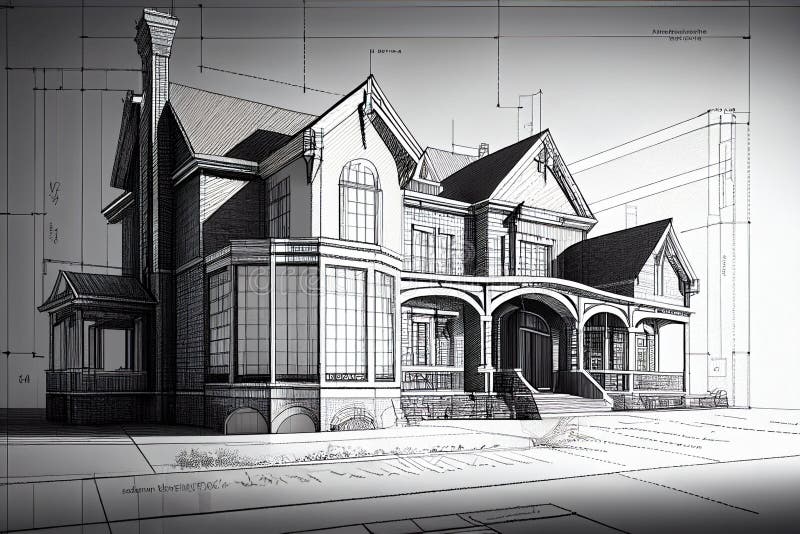 Draft of Architectural Design Stock Illustration - Illustration of ...