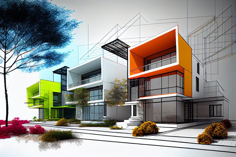 Draft of Architectural Design Stock Illustration - Illustration of ...