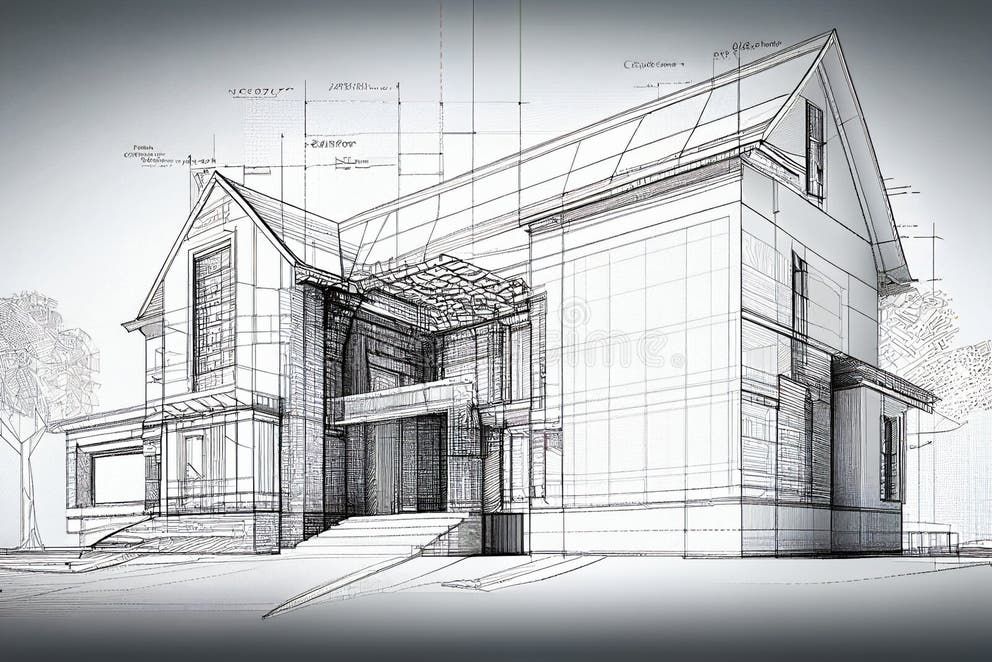 Draft of Architectural Design Stock Illustration - Illustration of ...