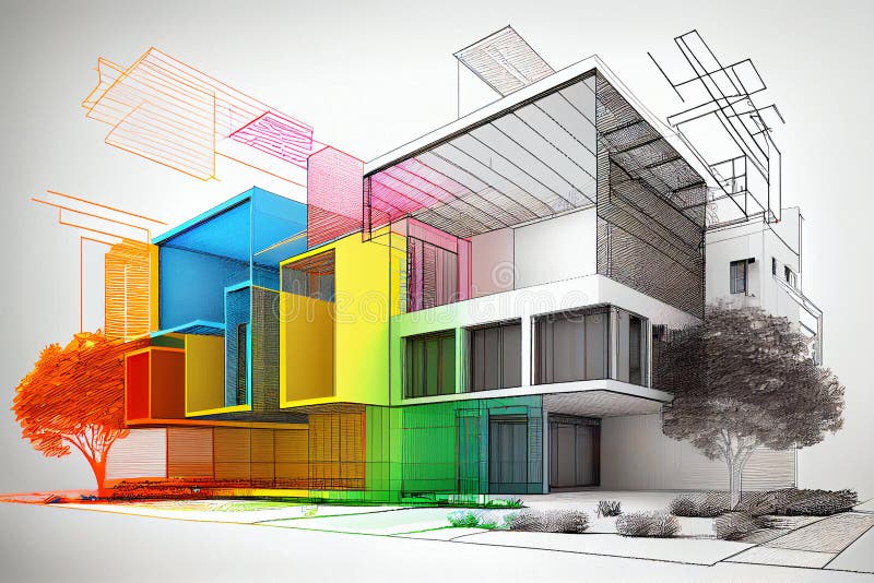 Draft of Architectural Design Stock Illustration - Illustration of ...