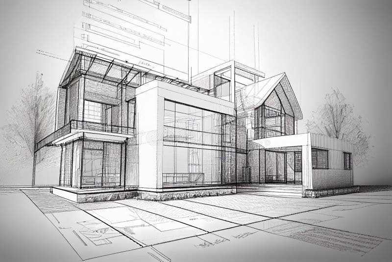 Draft of Architectural Design Stock Illustration - Illustration of ...