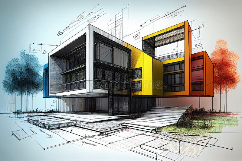 Draft of Architectural Design Stock Illustration - Illustration of ...