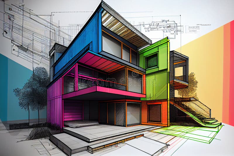 Draft of Architectural Design Stock Illustration - Illustration of line ...