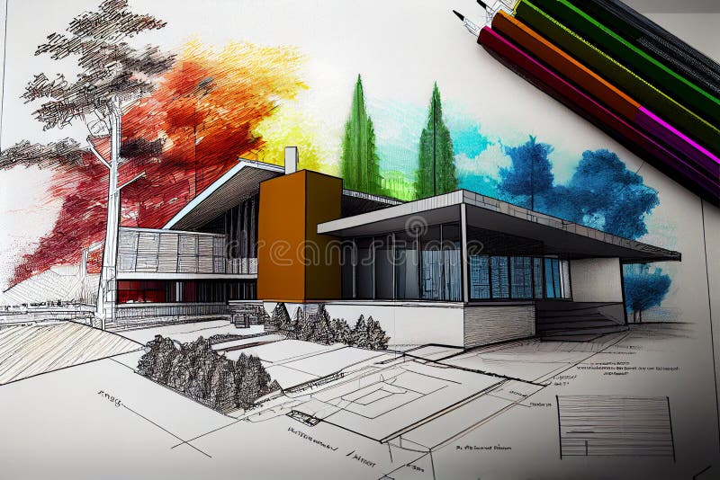 Draft of Architectural Design Stock Illustration - Illustration of ...