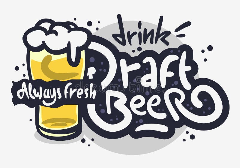 Draft Beer Hand Drawn Vector Design on a White Background Stock Vector ...